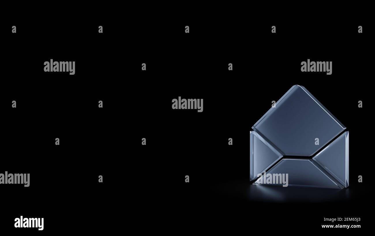 3d Rendering Of Frosted Glass Symbol Of Paper Open Envelope Isolated On