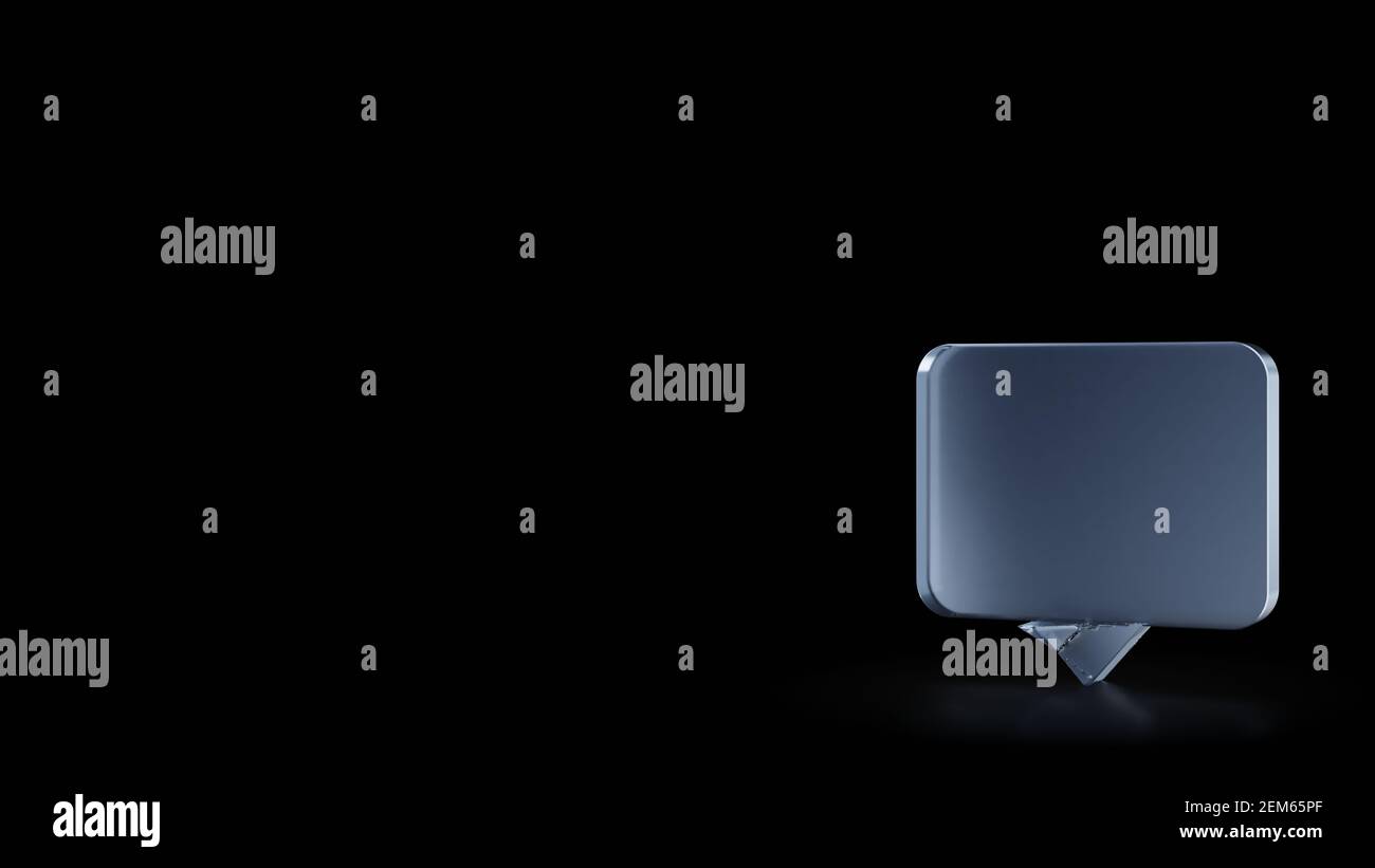 3d rendering of frosted glass symbol of rectangular chat bubble ...