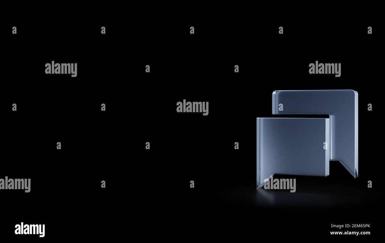 3d Rendering Of Frosted Glass Symbol Of Two Rectangular Chat Bubbles