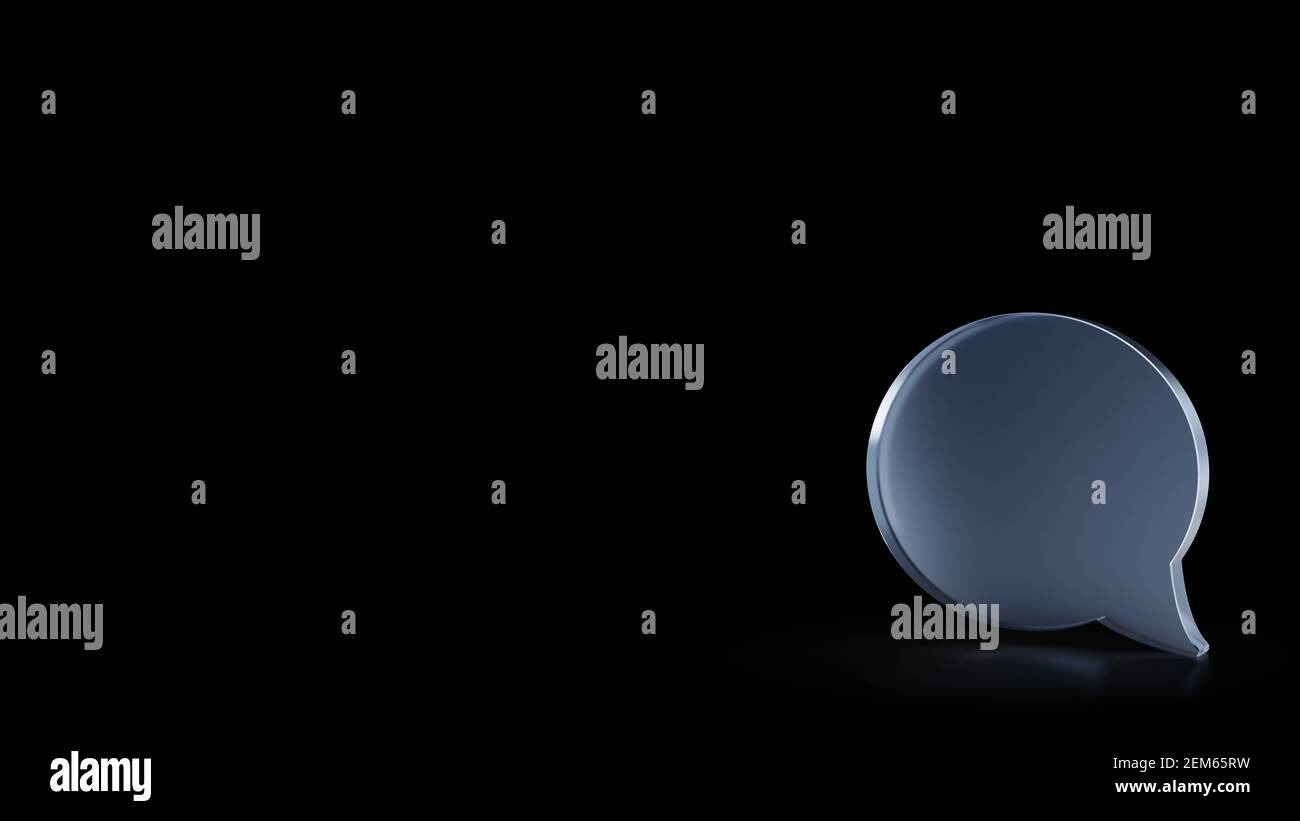 3d Rendering Of Frosted Glass Symbol Of Rounded Chat Bubble Isolated On