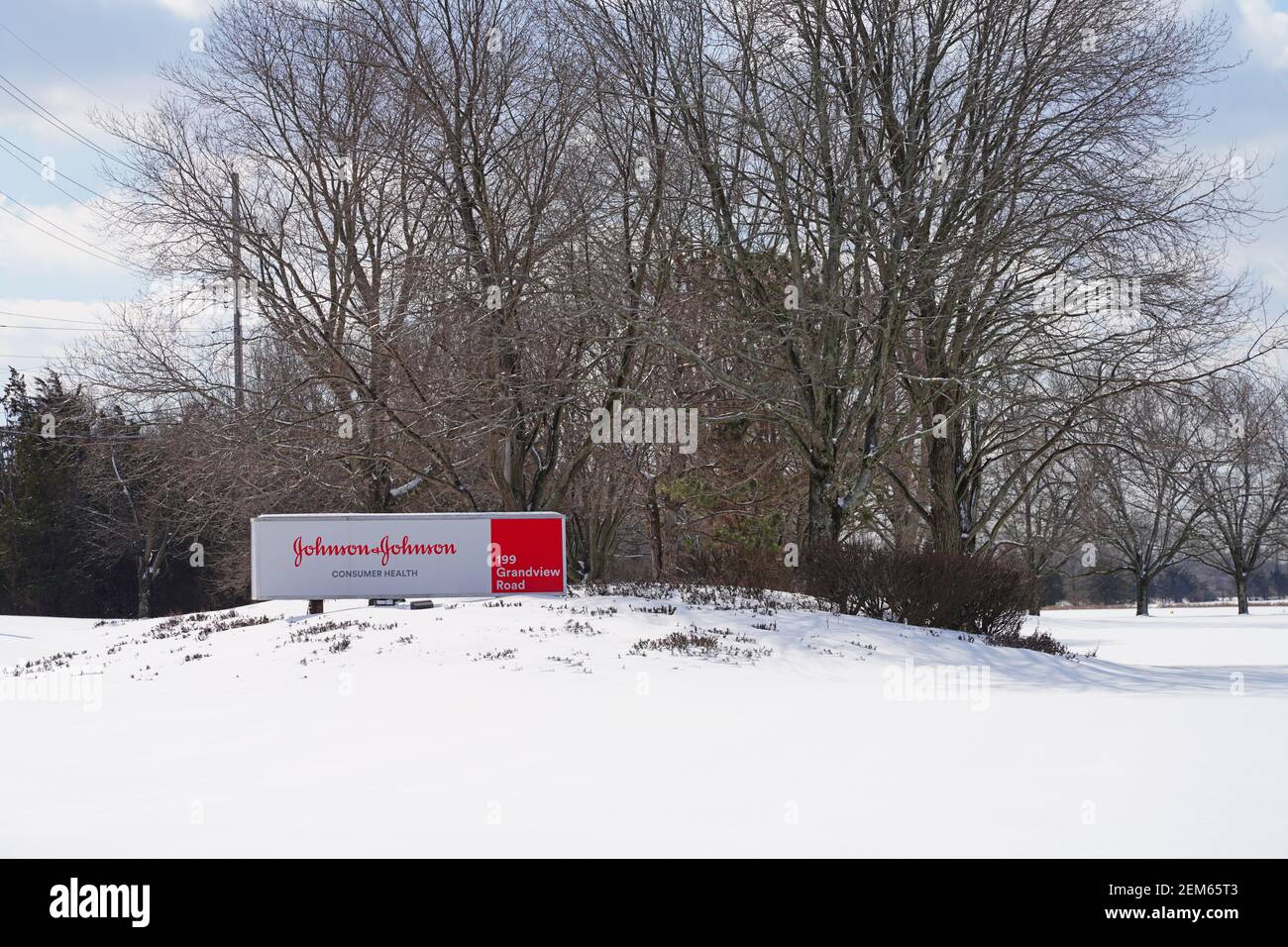 SKILLMAN, NJ -20 FEB 2021- View of a sign with the brand logo of ...