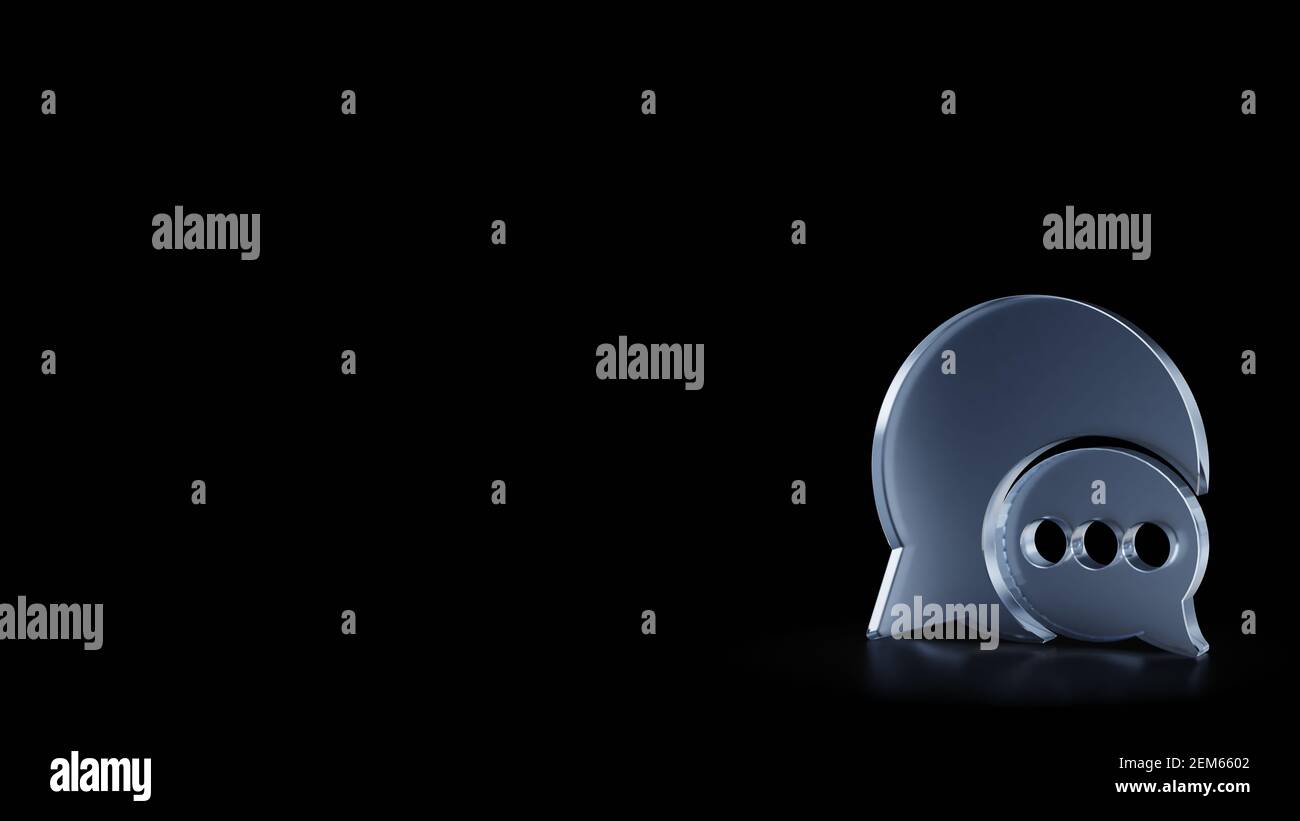 3d Rendering Of Frosted Glass Symbol Of Two Rounded Chat Bubbles With