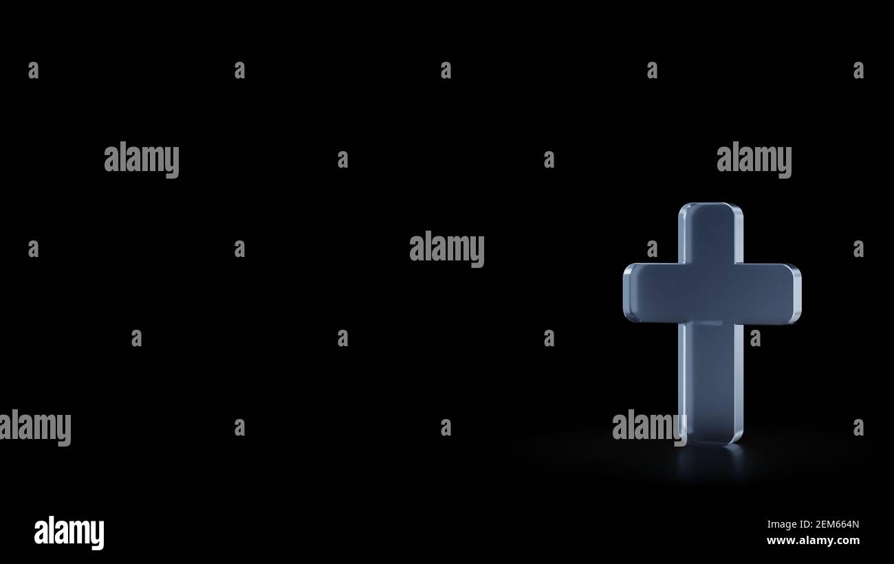 3d rendering of frosted glass symbol of catholic cross isolated on ...