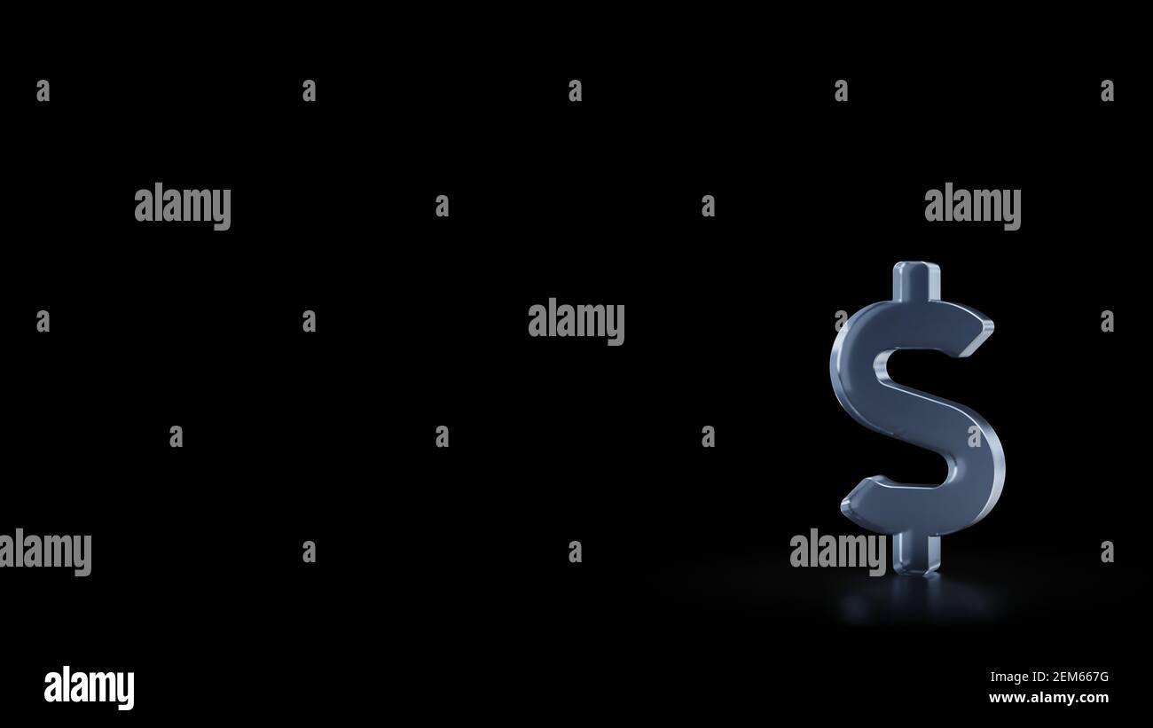 3d rendering of frosted glass symbol of dollar sign isolated on black ...