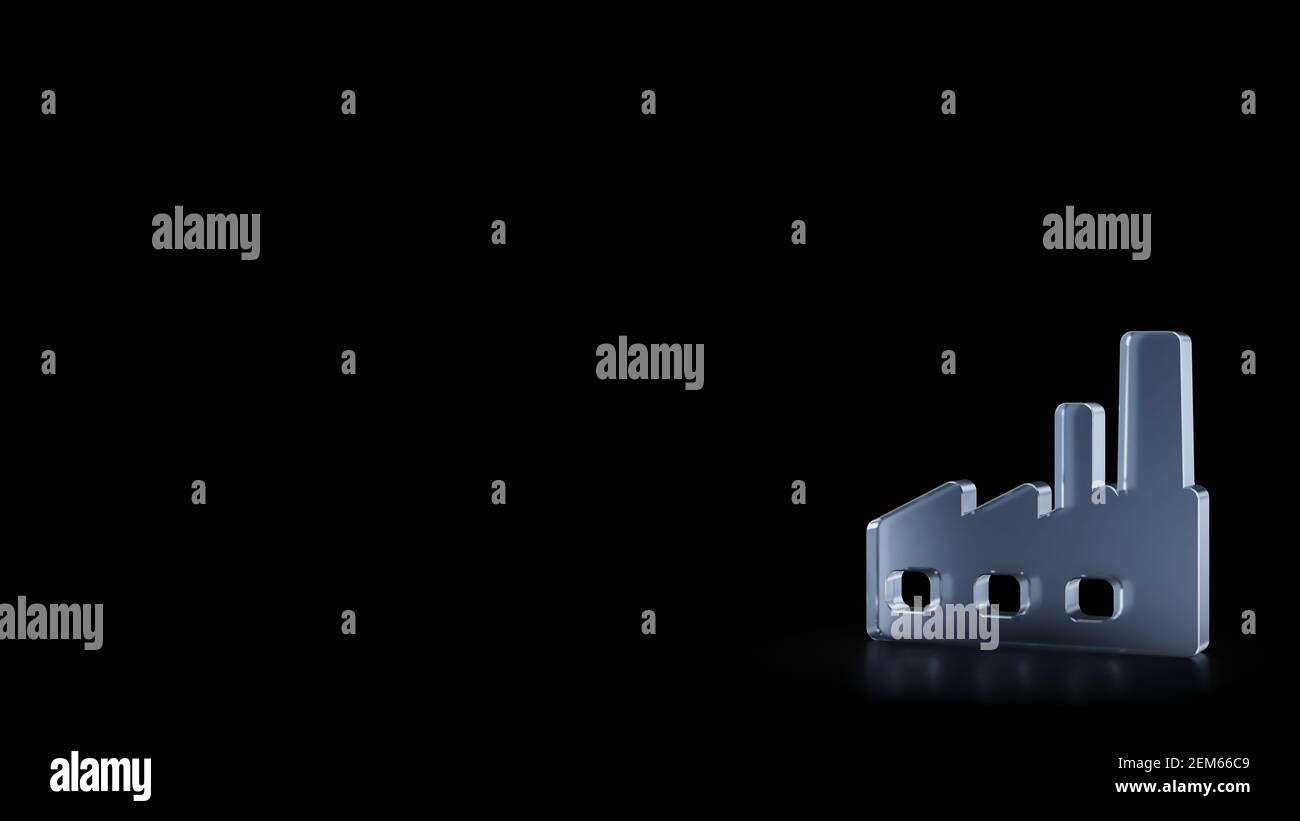 3d Rendering Of Frosted Glass Symbol Of Factory Building Isolated On