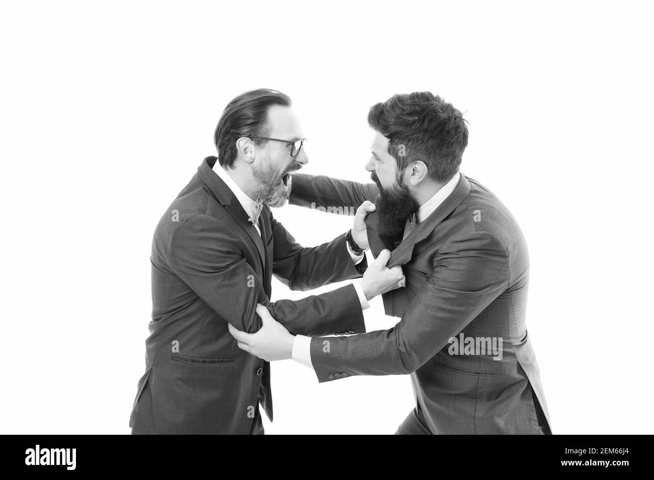 Leadership concept. Businessman and politician fighting. Conflict of ...