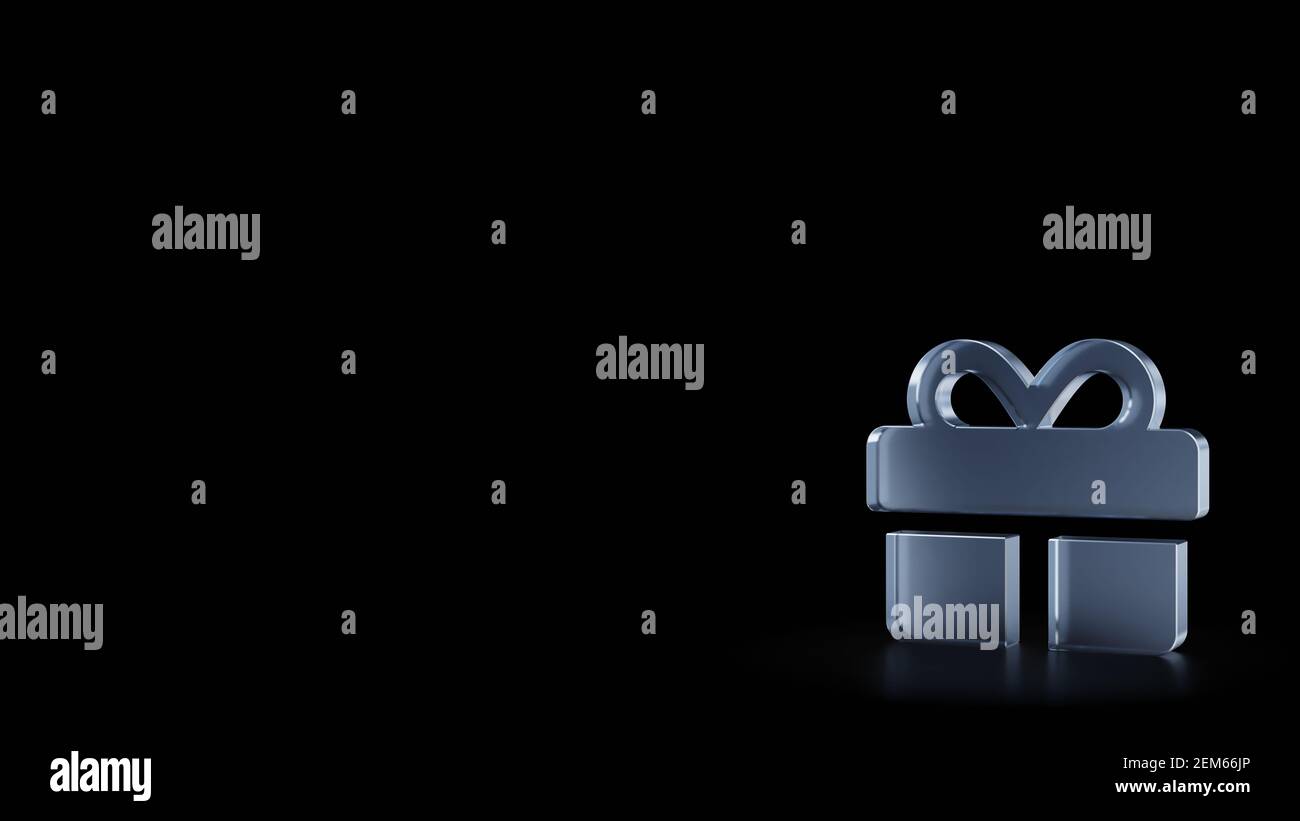 3d Rendering Of Frosted Glass Symbol Of T With Bow Isolated On Black Background With Blurry