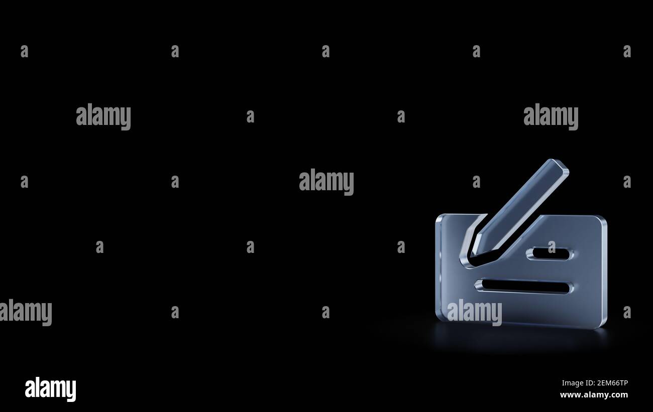 3d rendering of frosted glass symbol of bank cheque with pen isolated ...