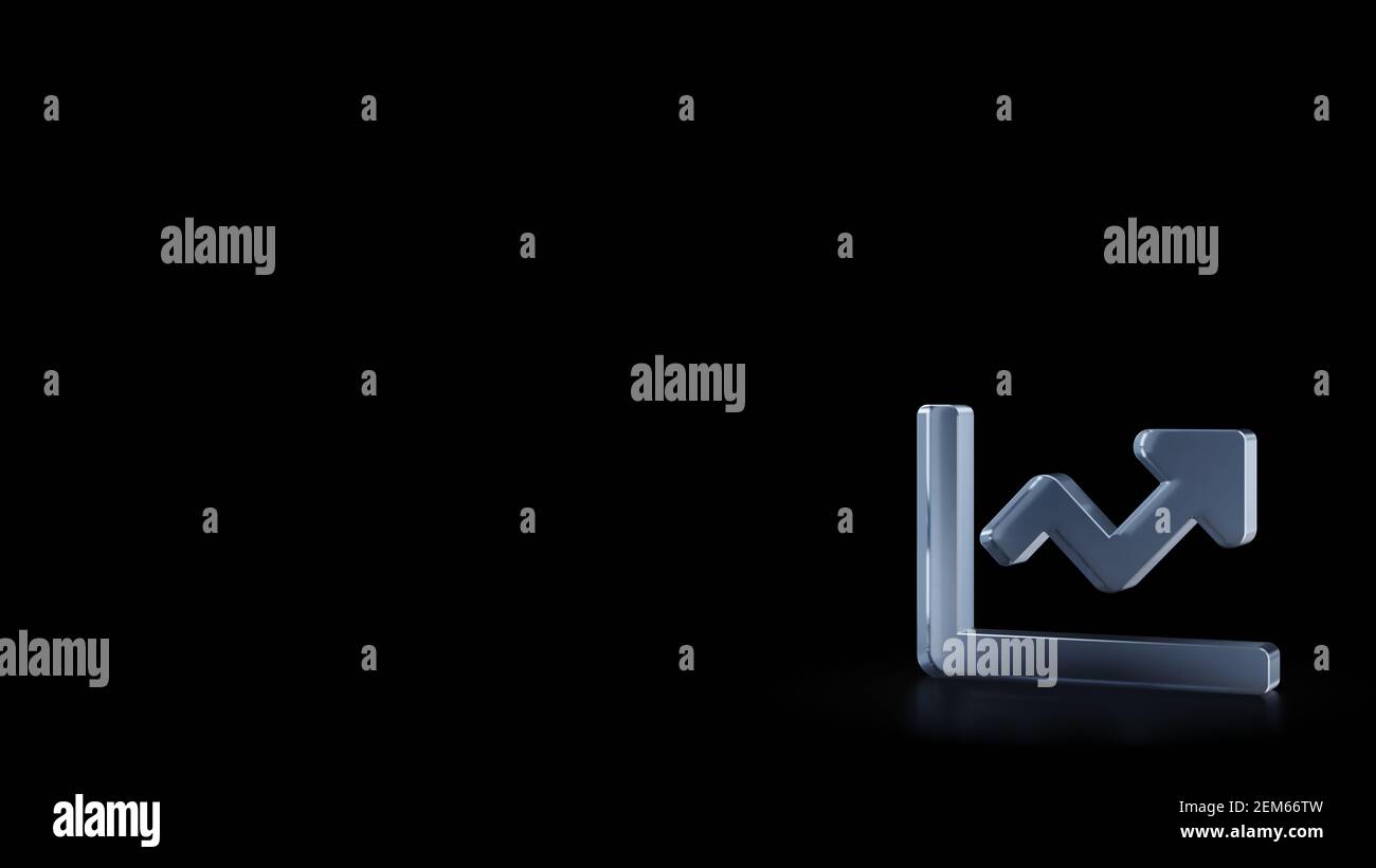 3d Rendering Of Frosted Glass Symbol Of Chart With Arrow Isolated On