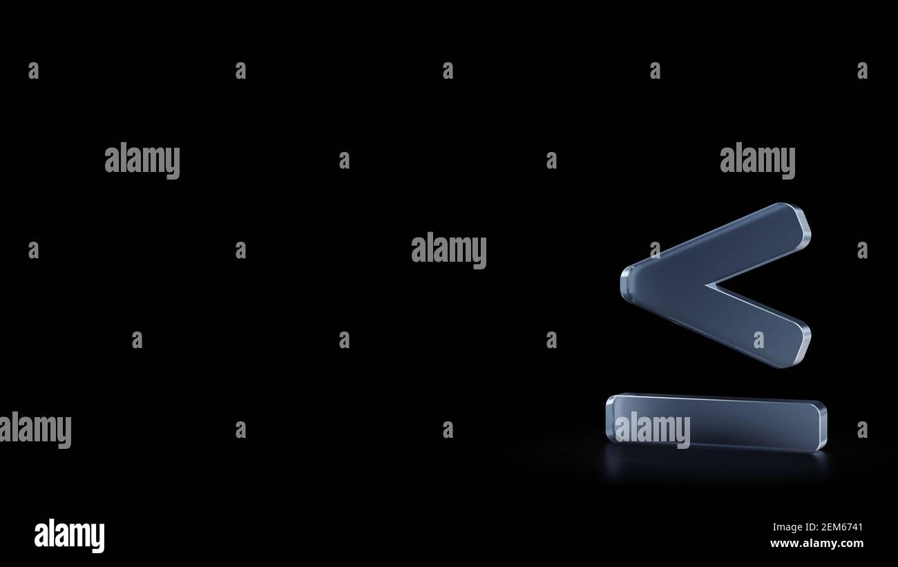 3d rendering of frosted glass symbol of less than equal mark isolated ...