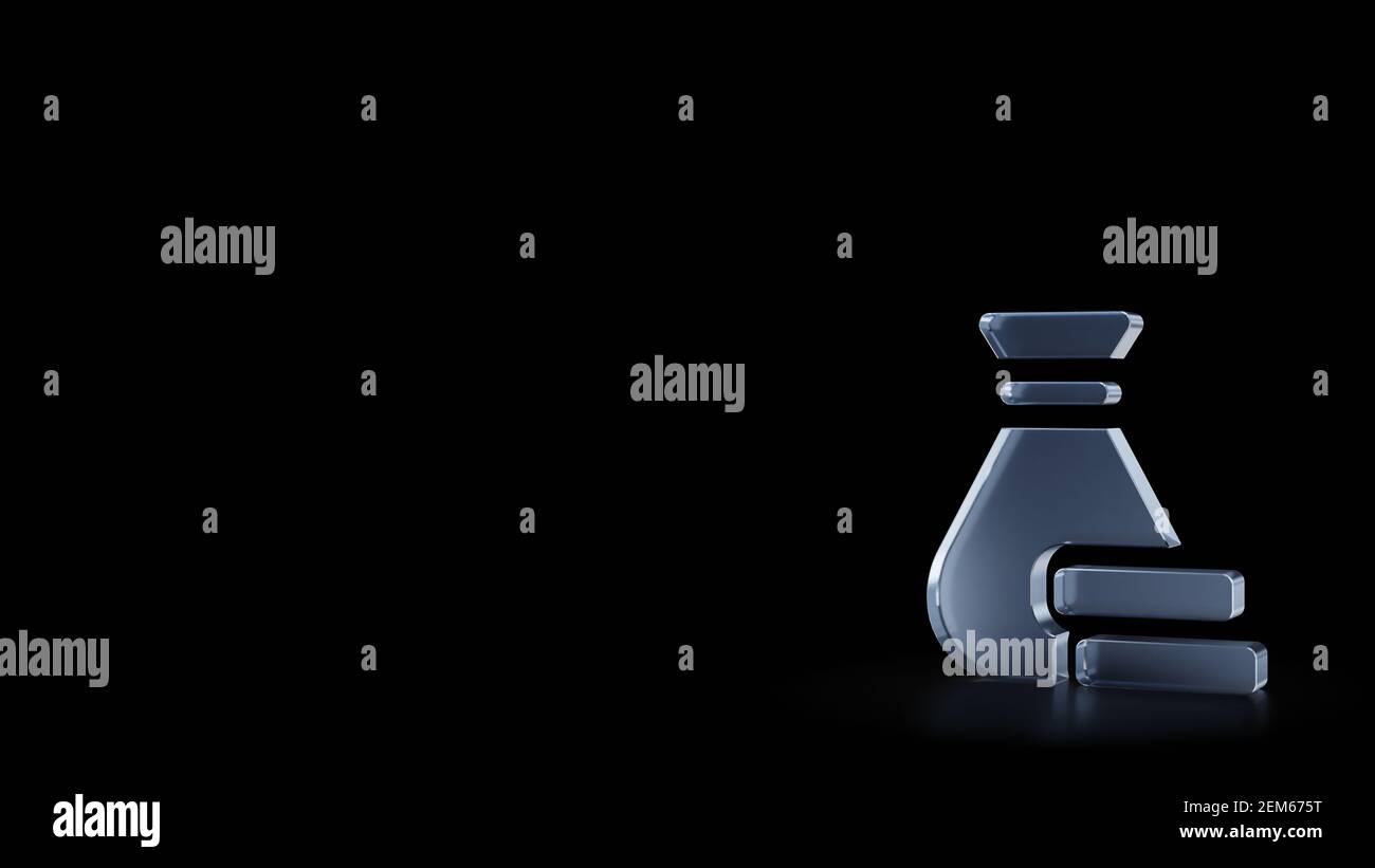 3d rendering of frosted glass symbol of money bag and two packs of ...