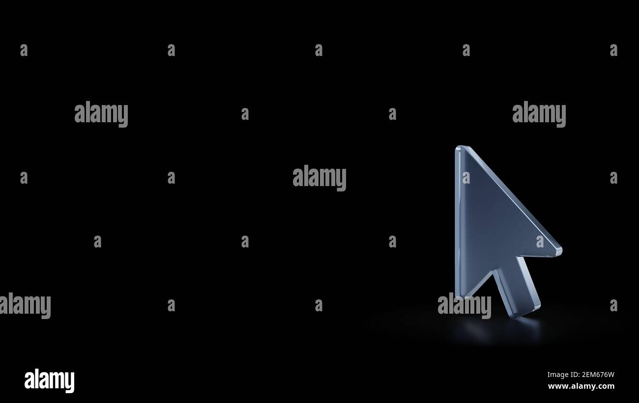 3d rendering of frosted glass symbol of mouse pointer arrow isolated on ...