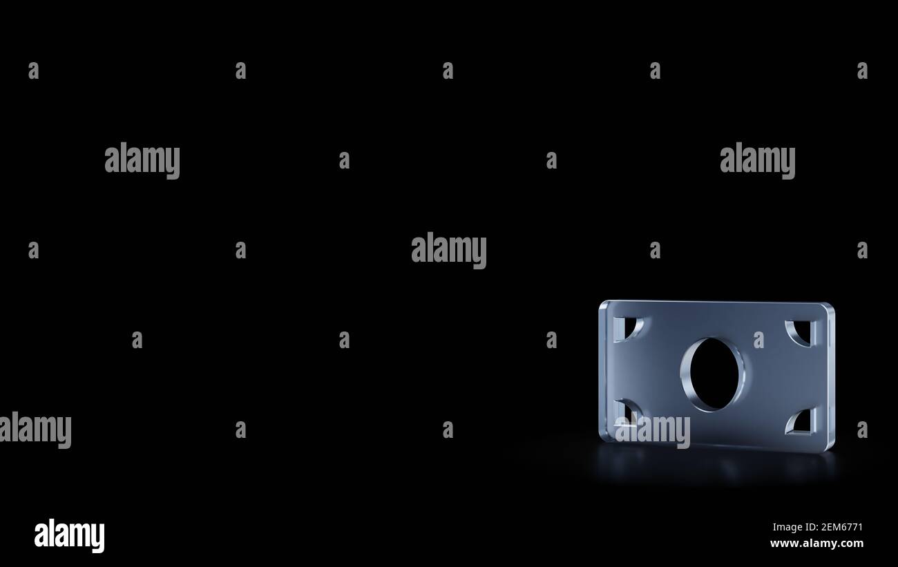 3d Rendering Of Frosted Glass Symbol Of Inverse Banknote Isolated On Black Background With