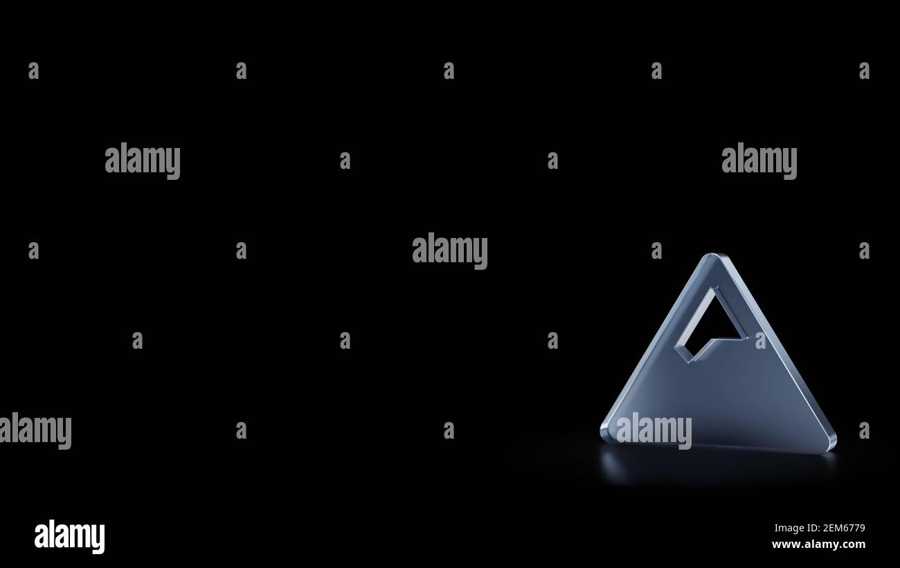 3d rendering of frosted glass symbol of triangle mountain with snow ...