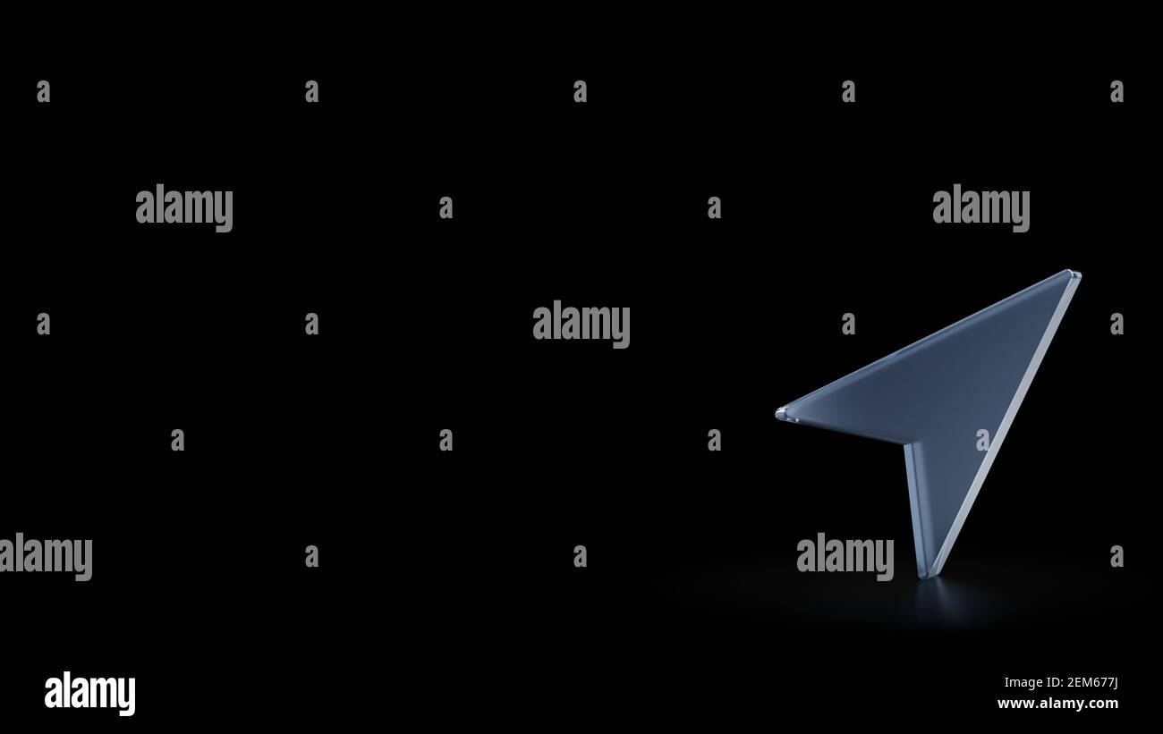 3d Rendering Of Frosted Glass Symbol Of Navigation Arrow Right Isolated On Black Background With