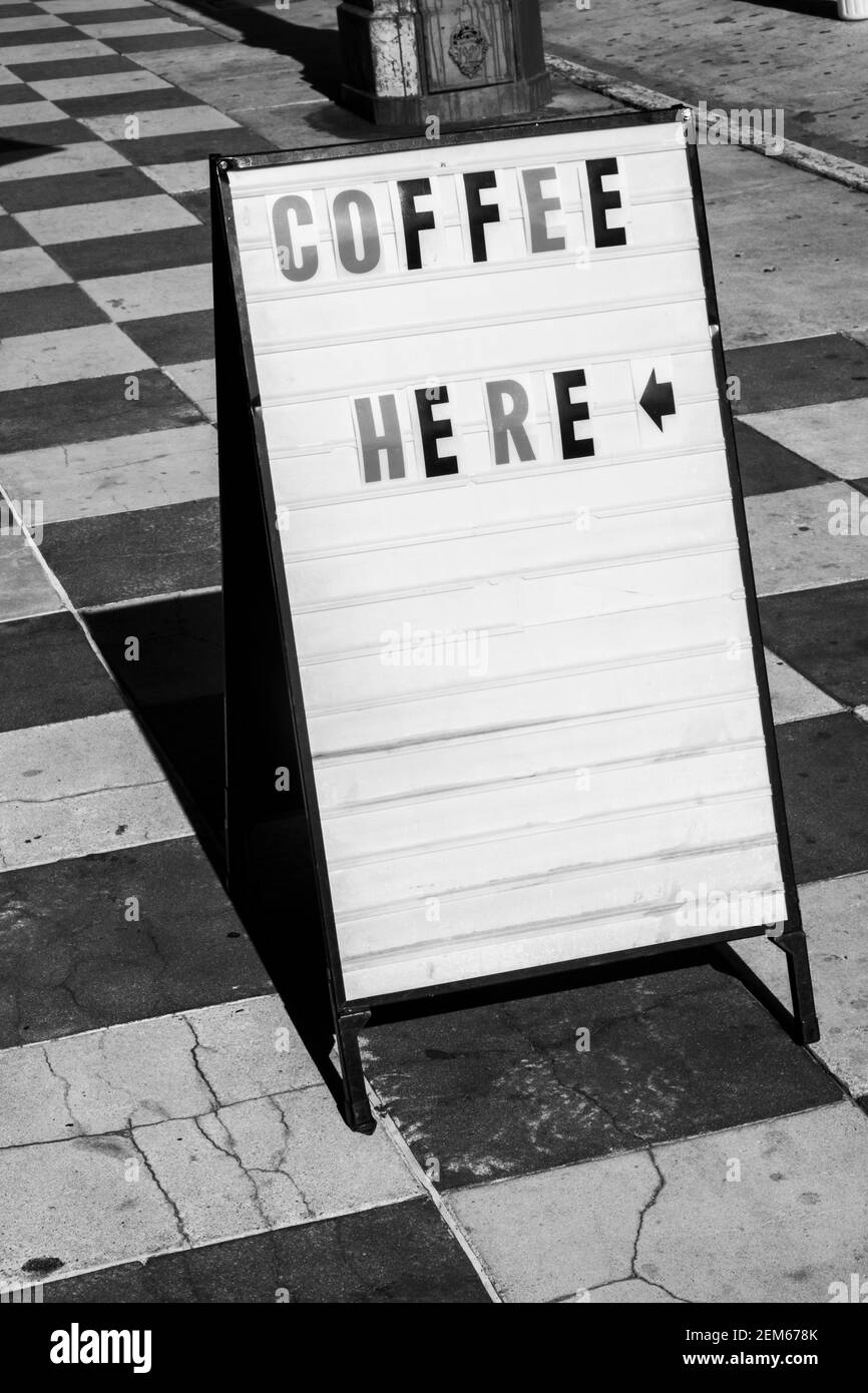 Sign at Coffee Shop, Los Angeles, California, United States of America ...
