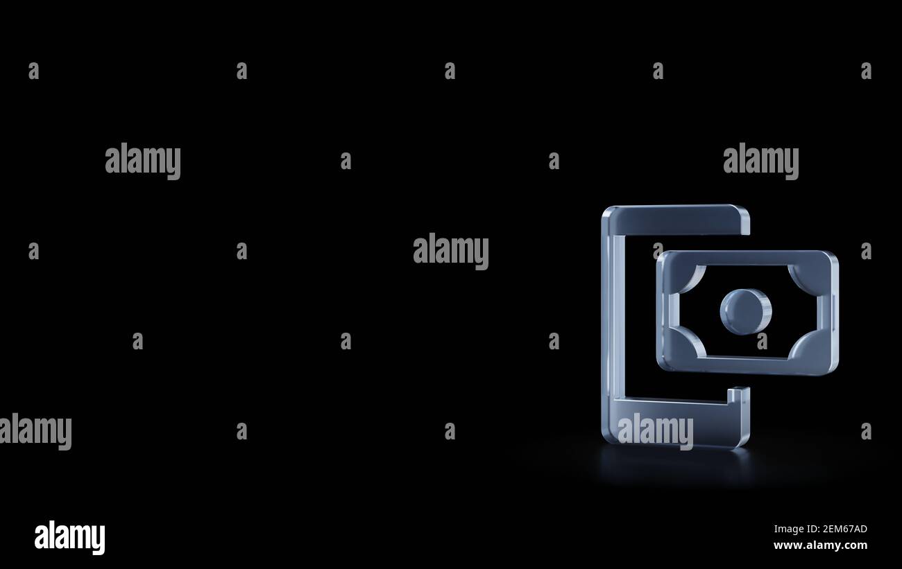 3d Rendering Of Frosted Glass Symbol Of Mobile Phone And Banknote