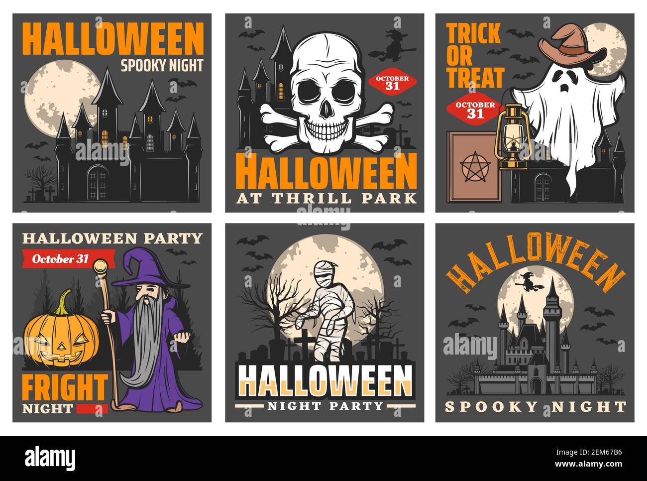 Halloween haunted house with night monsters vector design. Horror ghost ...