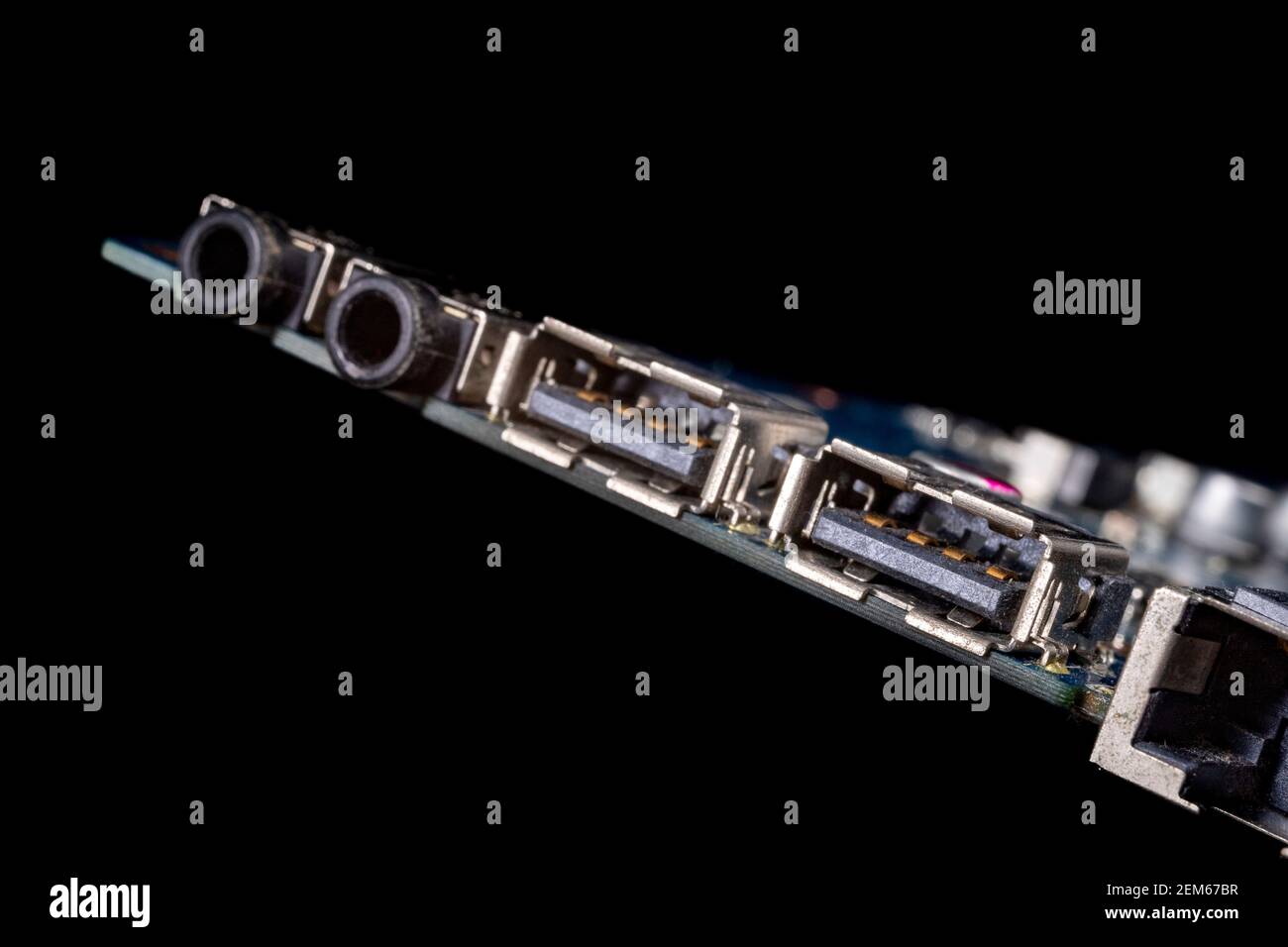 USB connectors on the motherboard of a personal computer. Accessories ...