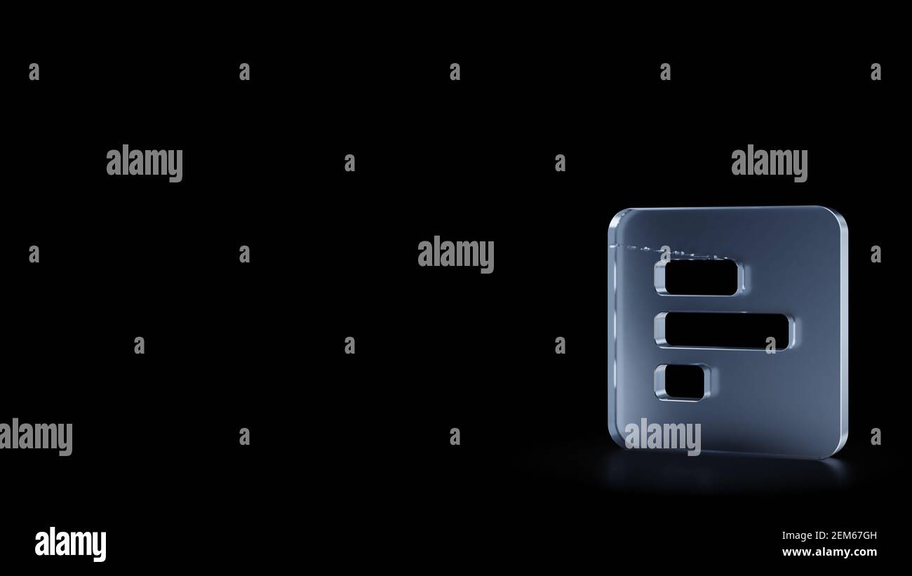 3d Rendering Of Frosted Glass Symbol Of Three Horizontal Lines In