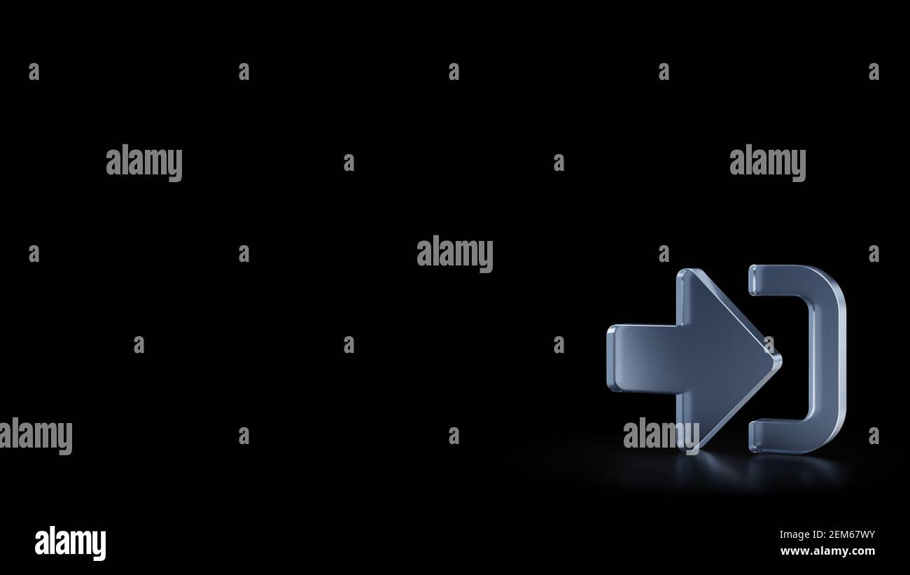 3d Rendering Of Frosted Glass Symbol Of Right Arrow With Direction In Profile Isolated On Black