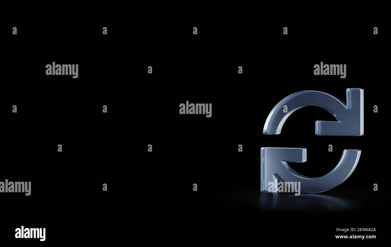 3d Rendering Of Frosted Glass Symbol Of Upload Circular Arrows Isolated On Black Background With