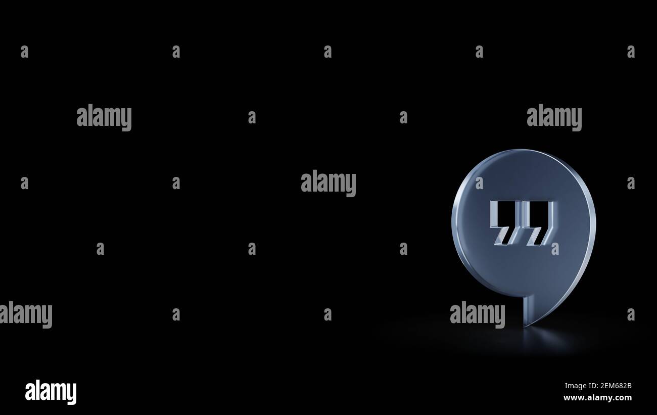 3d Rendering Of Frosted Glass Symbol Of Circular Comment Bubble With Quote Isolated On Black