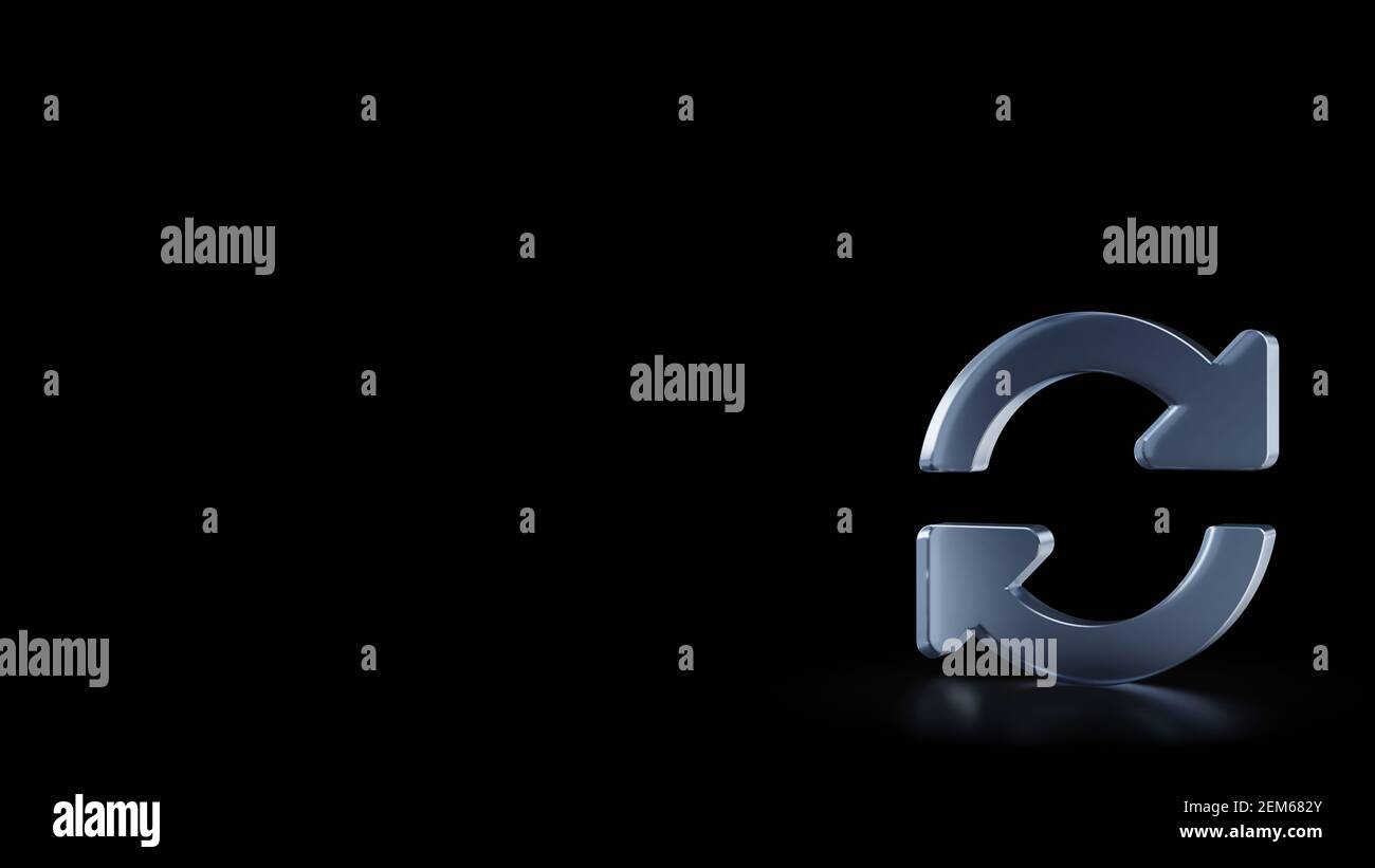 3d Rendering Of Frosted Glass Symbol Of Upload Circular Arrows Isolated On Black Background With