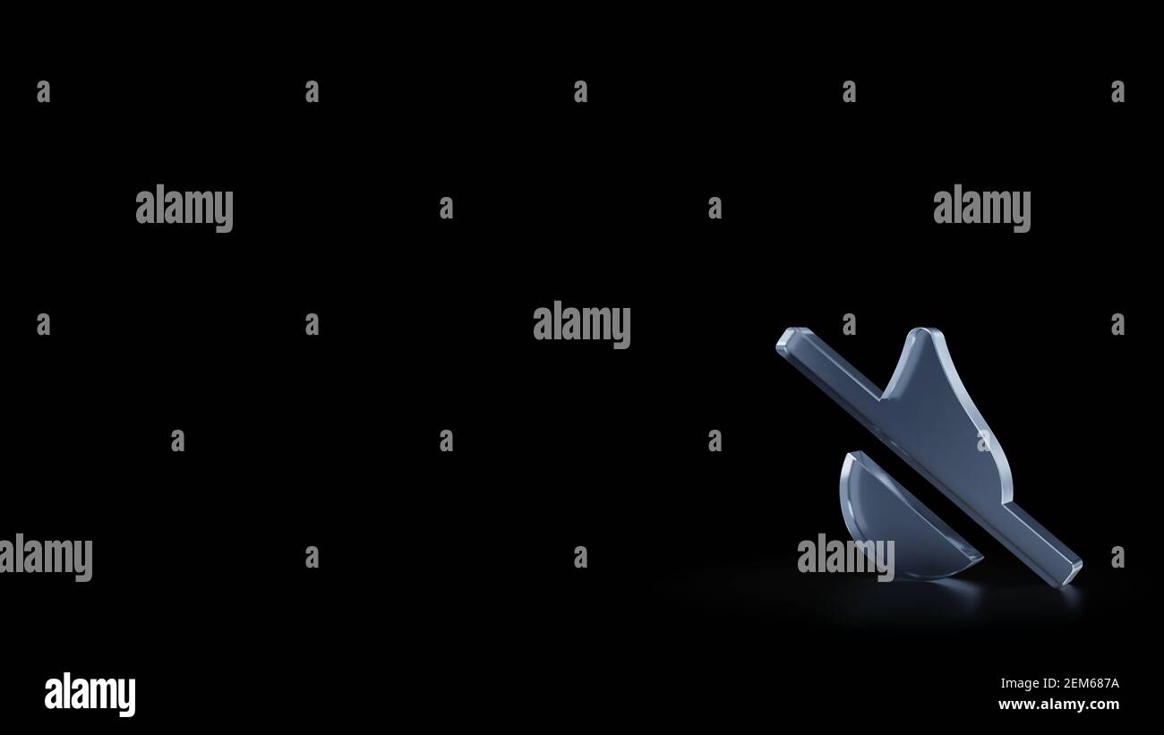 3d Rendering Of Frosted Glass Symbol Of Drop Slash Isolated On Black Background With Blurry