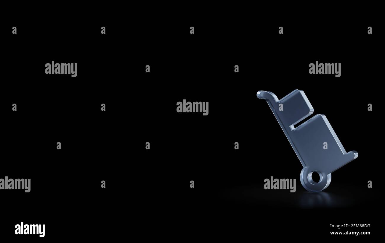 3d Rendering Of Frosted Glass Symbol Of Trolley With Two Boxes Isolated