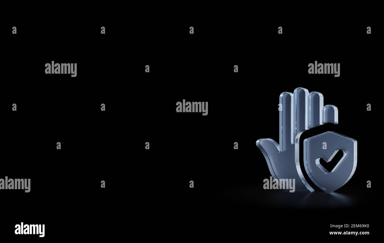 3d Rendering Of Frosted Glass Symbol Of Clean Hand Isolated On Black