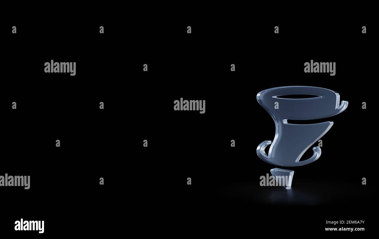 3d rendering of frosted glass symbol of hurricane tornado isolated on ...