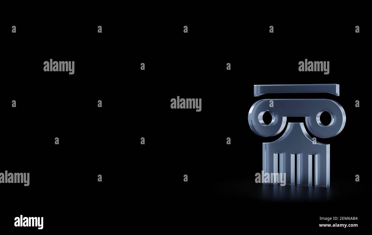 3d Rendering Of Frosted Glass Symbol Of Ionic Columns Ancient Greece And Rome Isolated On Black