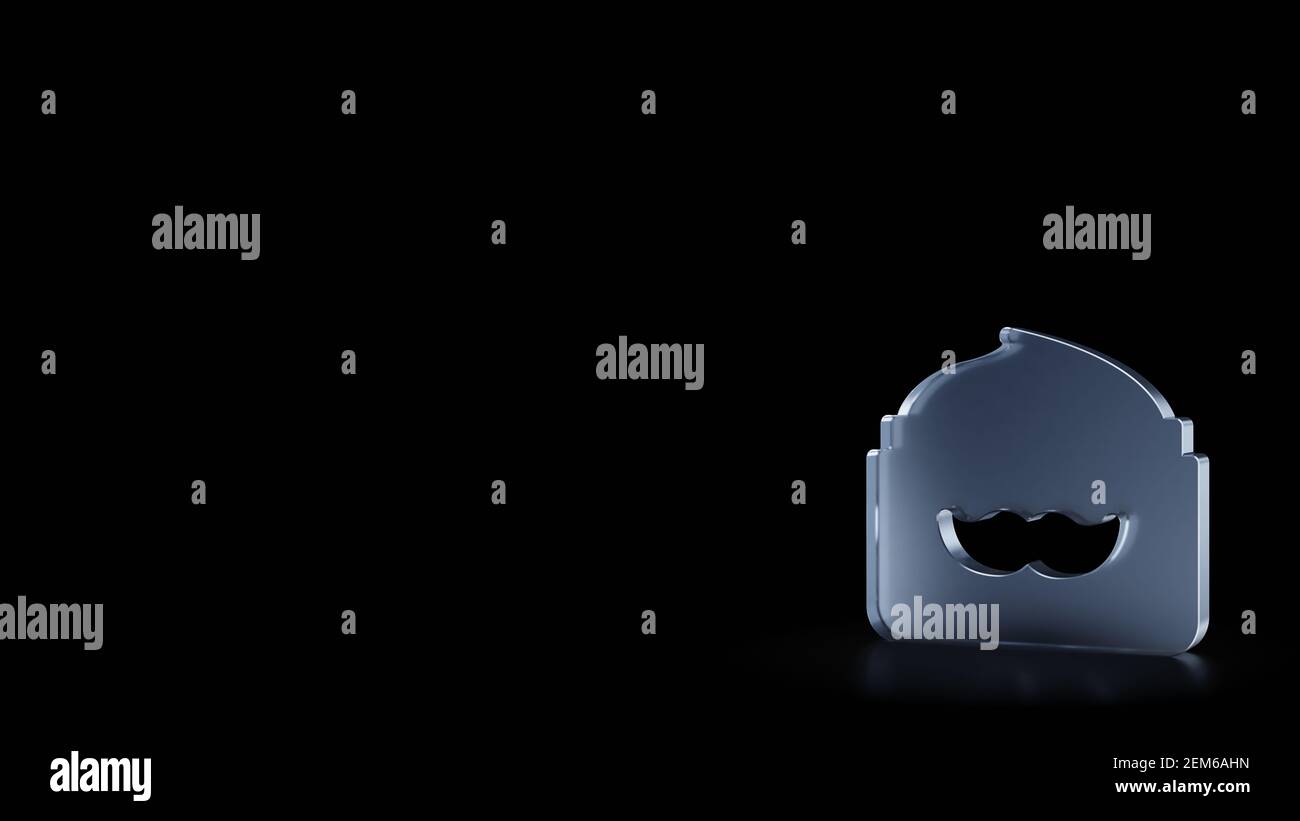 3d rendering of frosted glass symbol of mustache wax in the open box ...