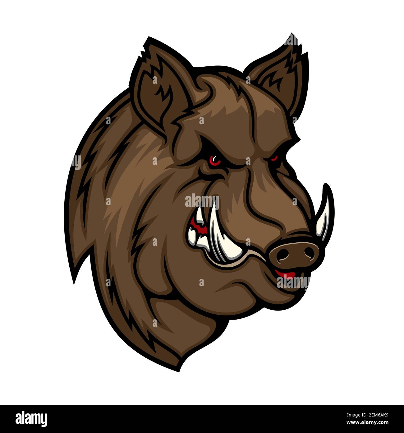 Wild boar, pig or hog mascot with head of forest animal. Vector icon of ...