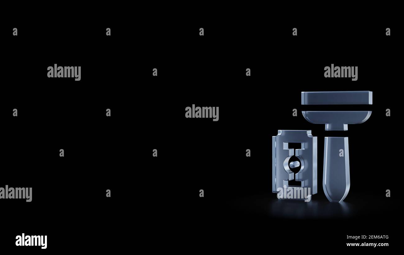 3d rendering of frosted glass symbol of razor blade for shaving and ...