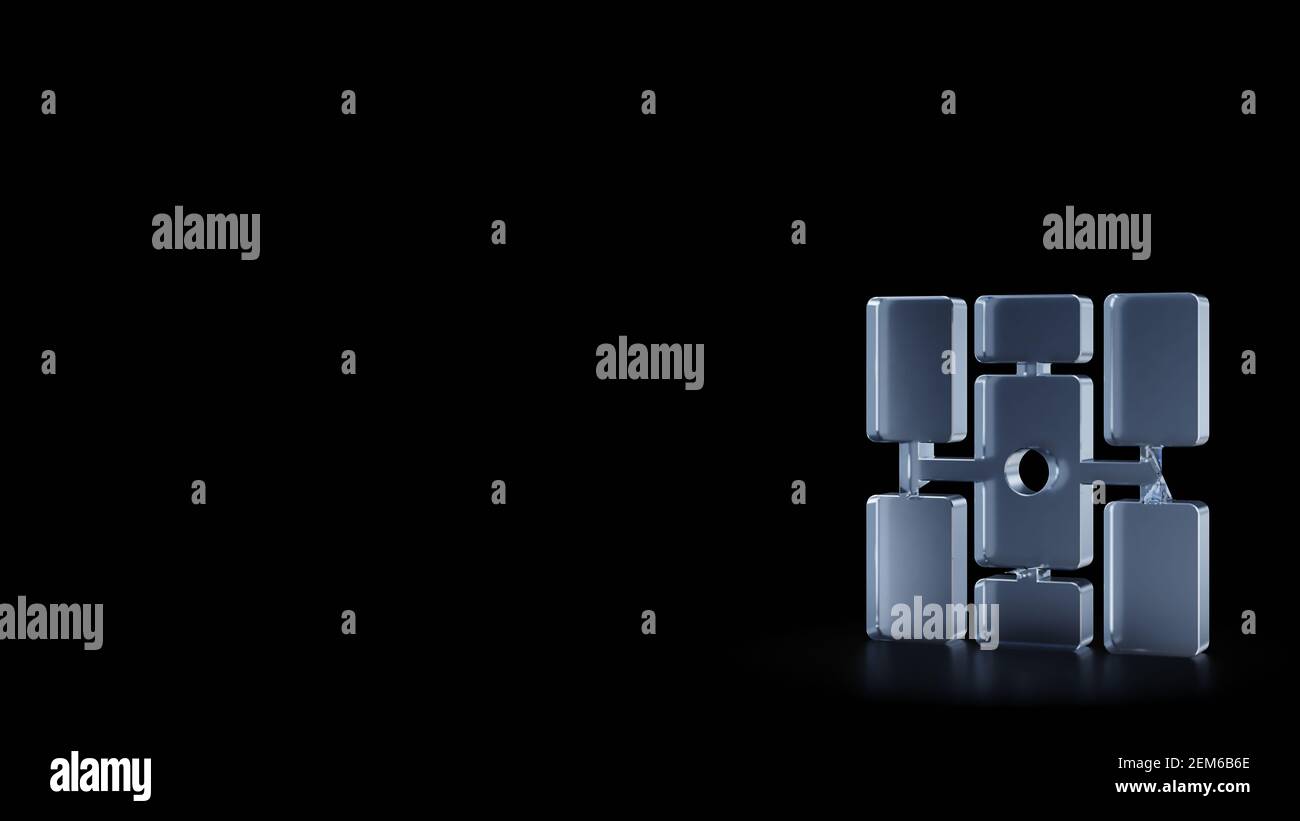 3d Rendering Of Frosted Glass Symbol Of Space Station Isolated On Black