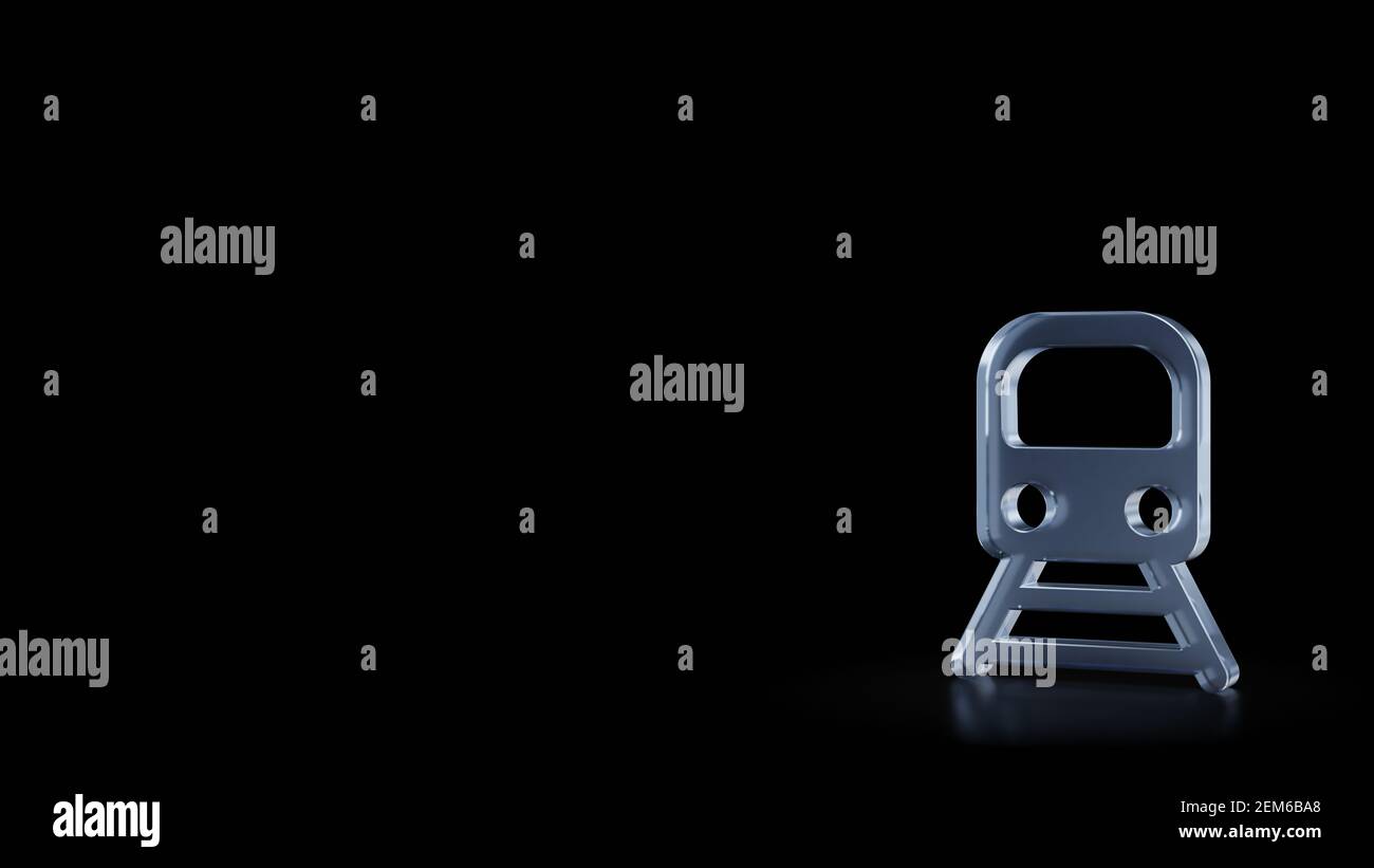 3d Rendering Of Frosted Glass Symbol Of Underground Front View Isolated On Black Background With