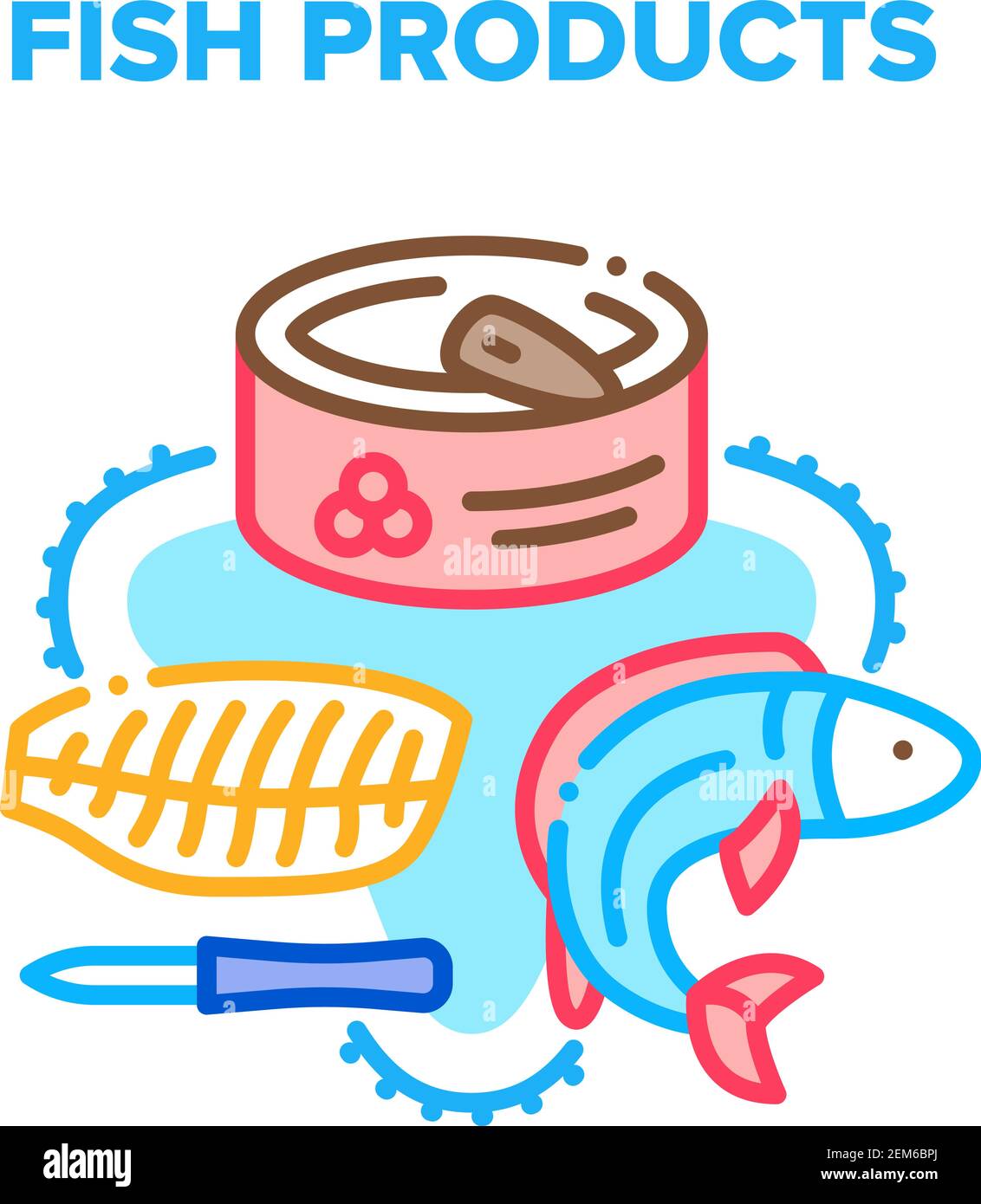 Fish Products Vector Concept Color Illustration Stock Vector Image ...