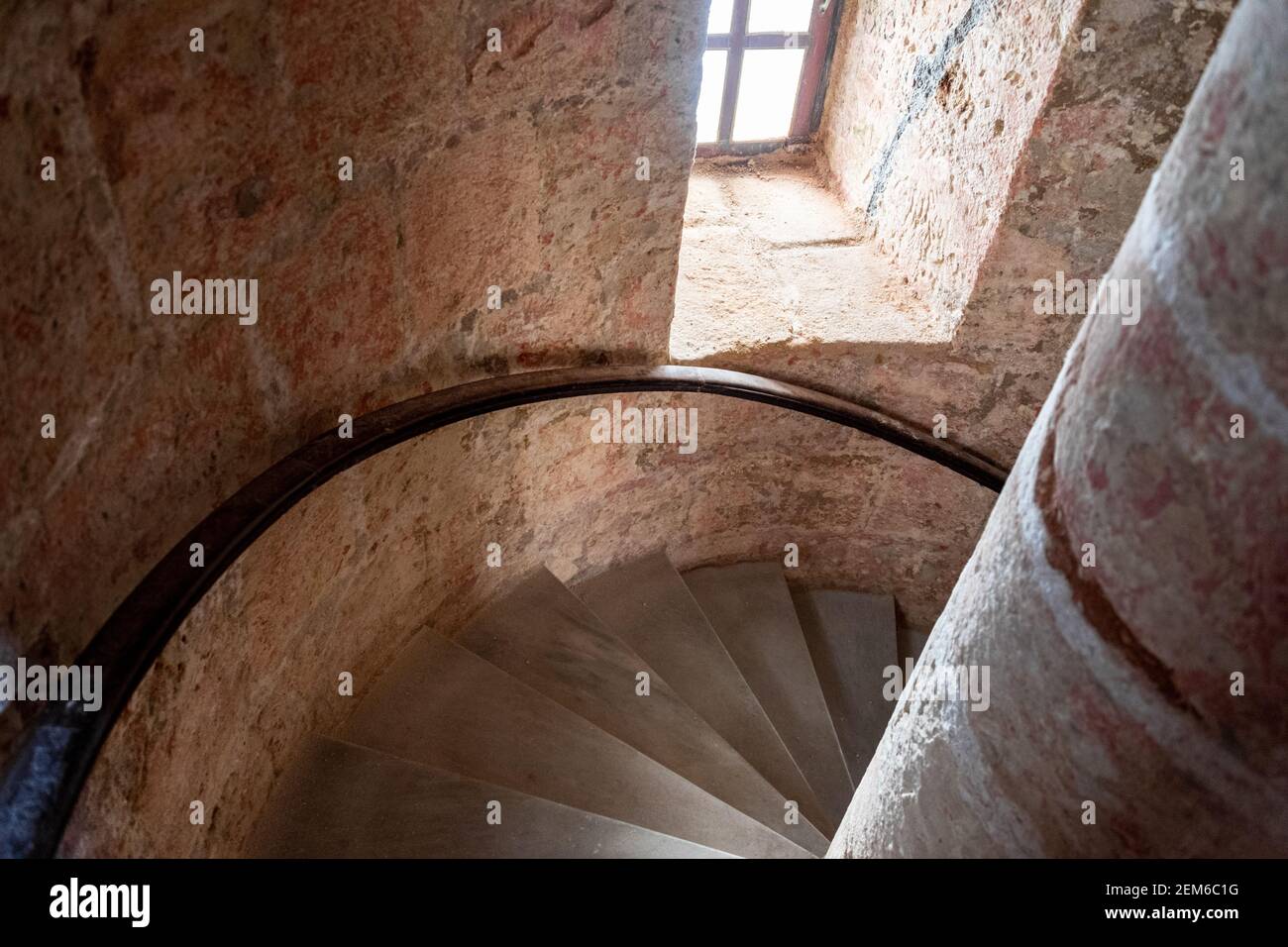 Inside of the lighthouse tower in El Morro Castle or fort in Havana ...