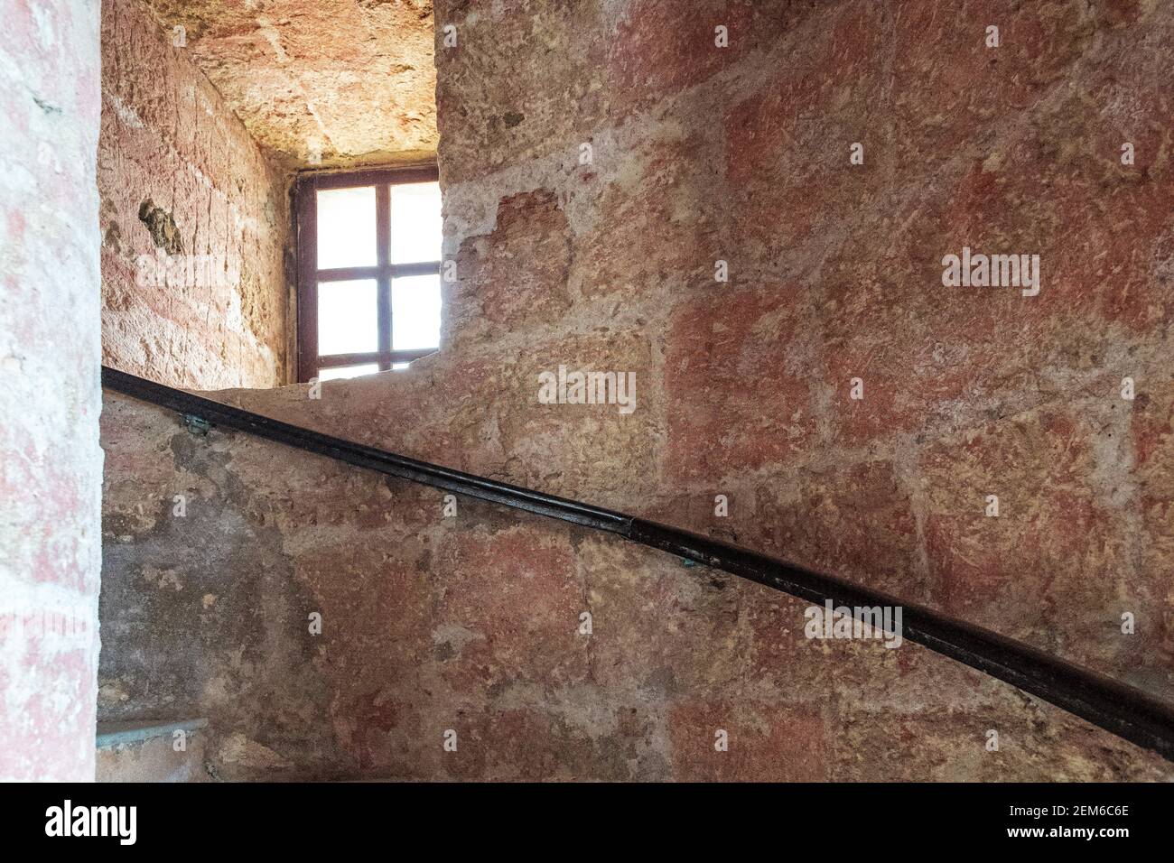 Inside of the lighthouse tower in El Morro Castle or fort in Havana ...