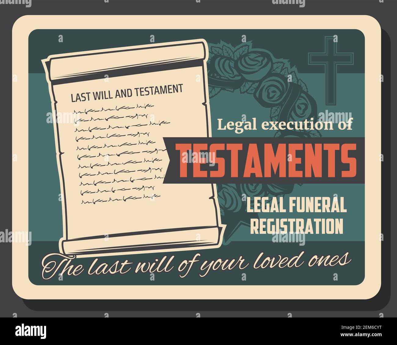 Funeral service, will and testament execution vector design of burial ...