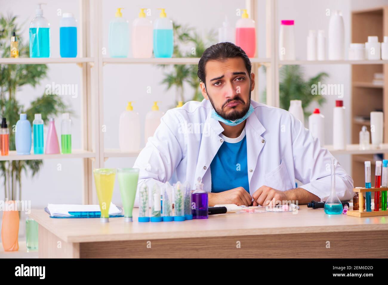 Young chemist testing soap in the lab Stock Photo - Alamy