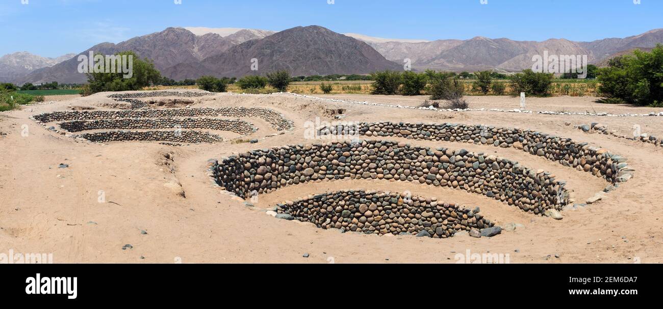Cantalloc Aqueduct in Nazca or Nazca town, spiral or circle aqueducts ...