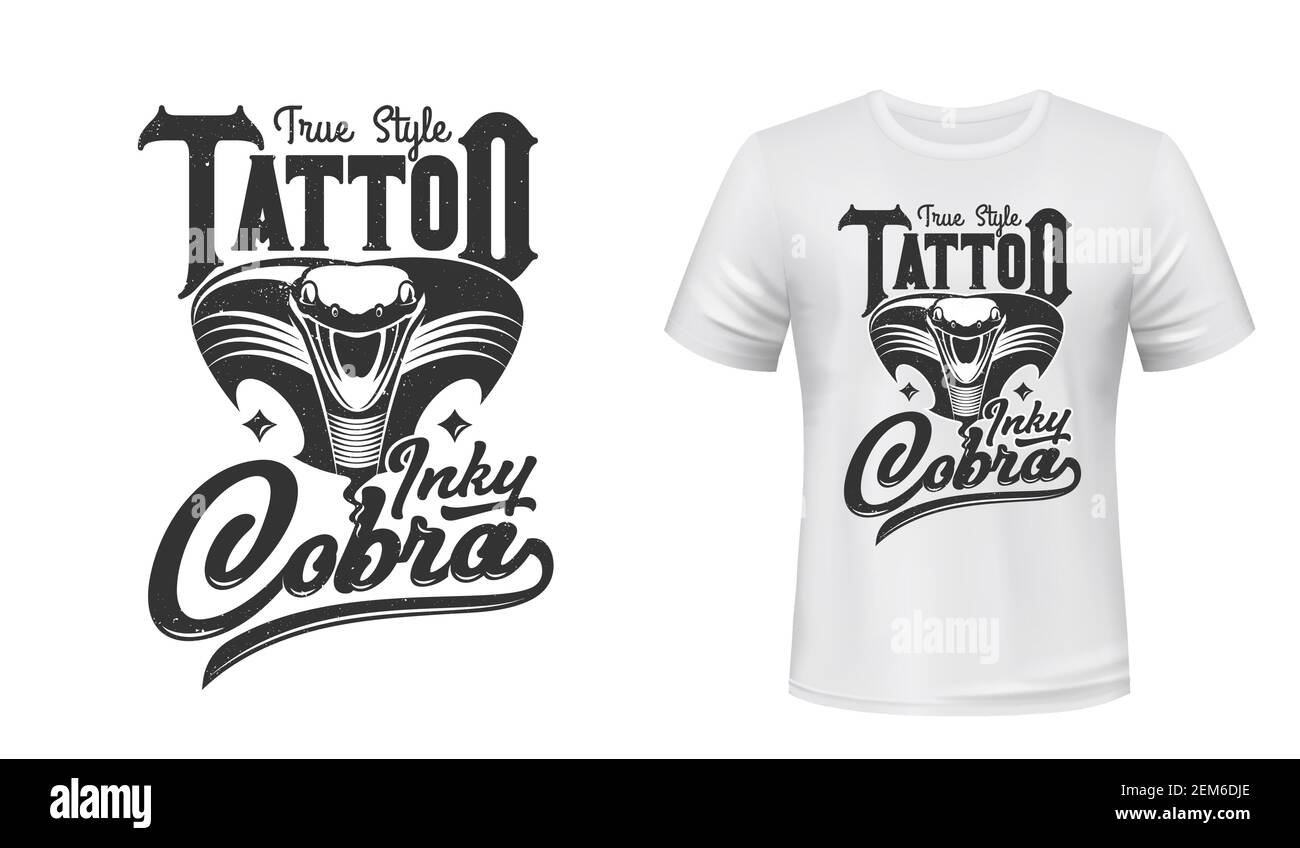 Cobra t-shirt print or tattoo. Vector mascot, apparel mockup with ...
