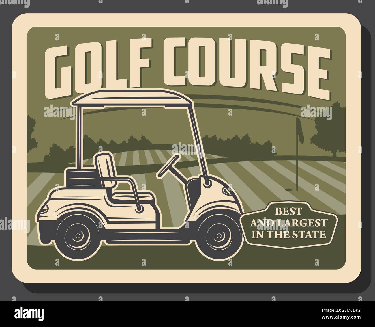 Golf sport course vector design of green play field, hole, flag and ...