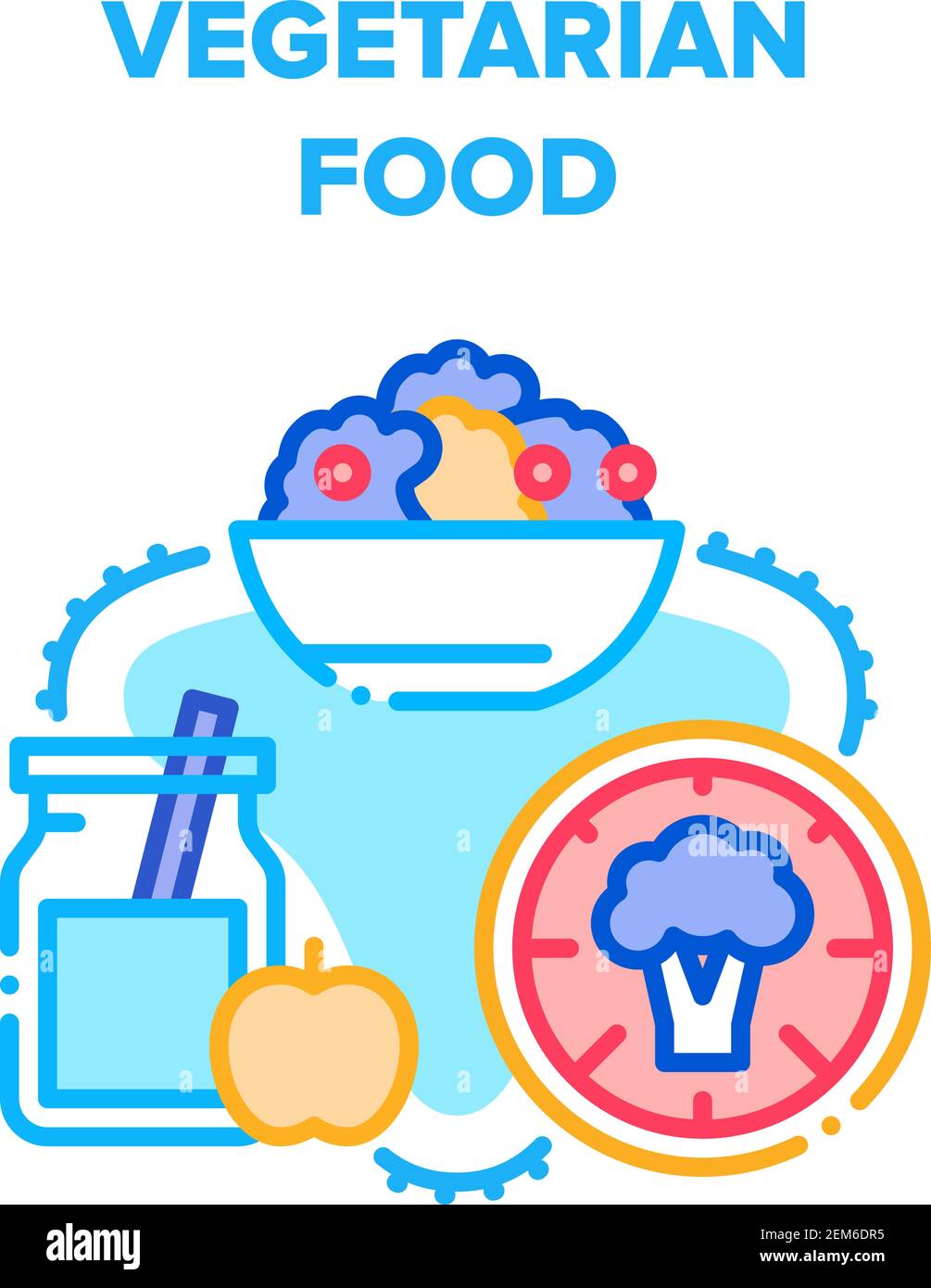 Vegetarian Food Vector Concept Color Illustration Stock Vector Image ...