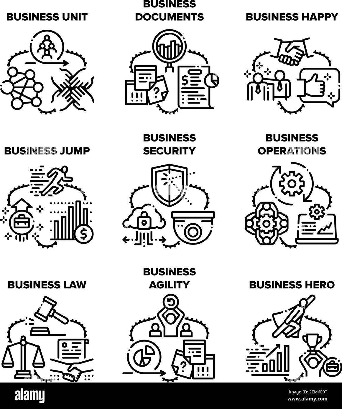 Business Occupation Set Icons Vector Black Illustrations Stock Vector ...