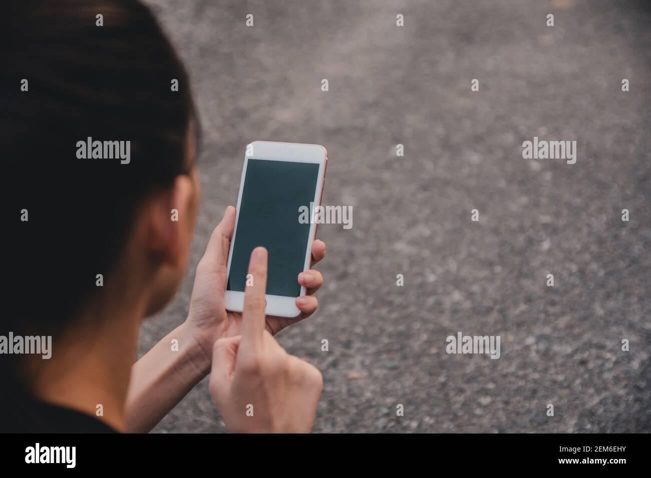 Close people use smartphone touching on screen Stock Photo - Alamy