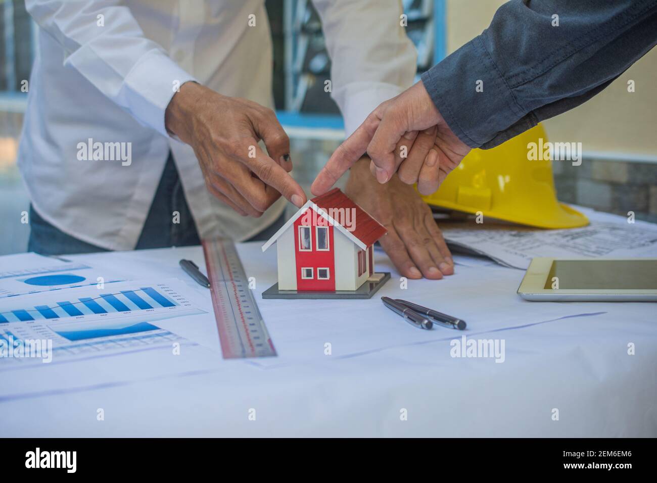 Engineer design house for building construction work architect Stock ...